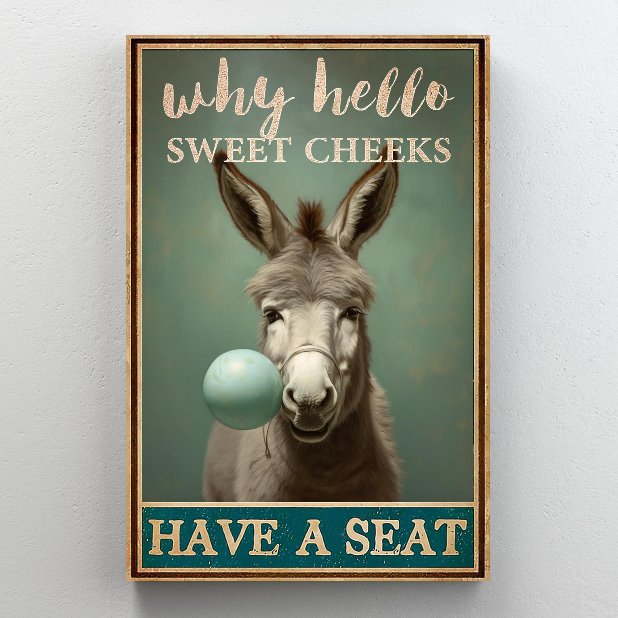 Trinx Donkey Why Hello Sweet Cheeks 2 - 1 Piece Rectangle Graphic Art Print On Wrapped Canvas ...